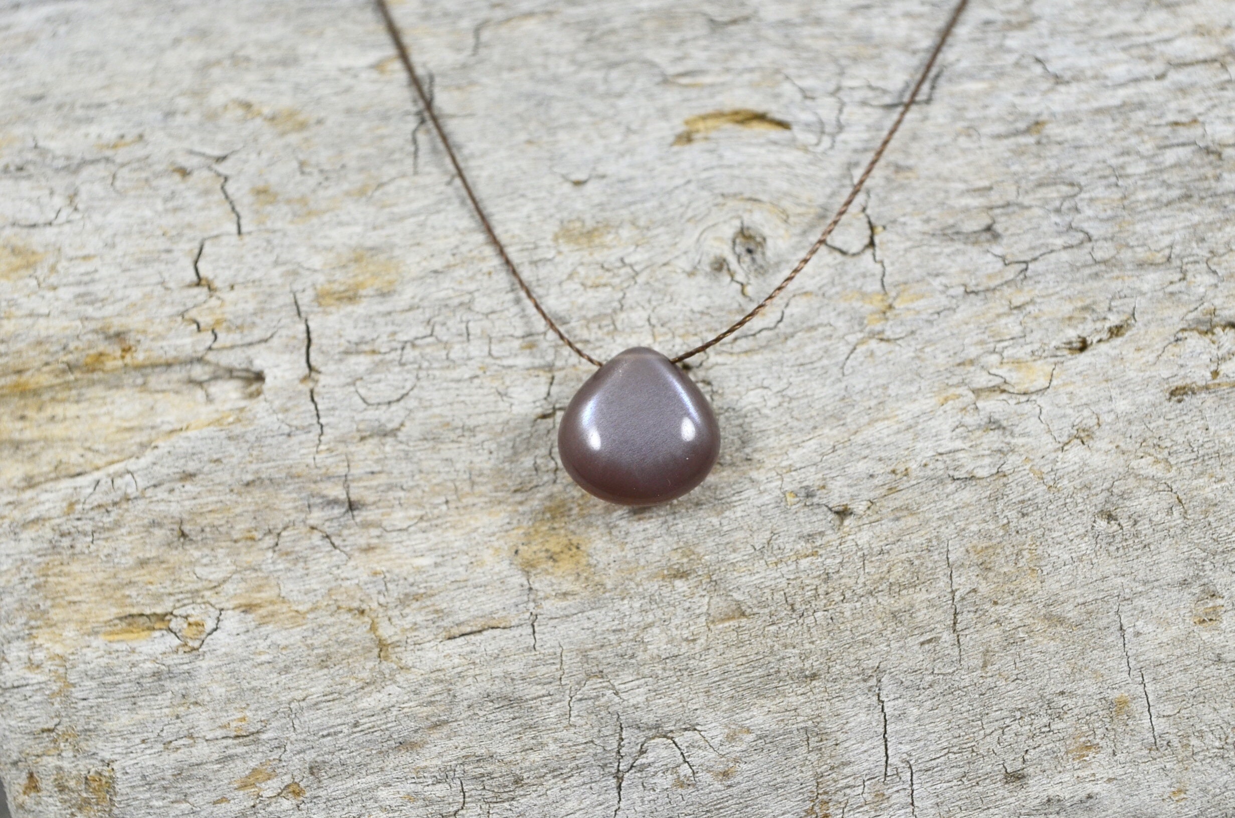 Floating Chocolate Moonstone Necklace, Silkon Thread Barely There ...