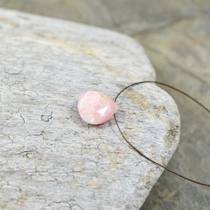 Floating Pink Peru Opal Necklace, Silkon Thread Barely There Dainty ...