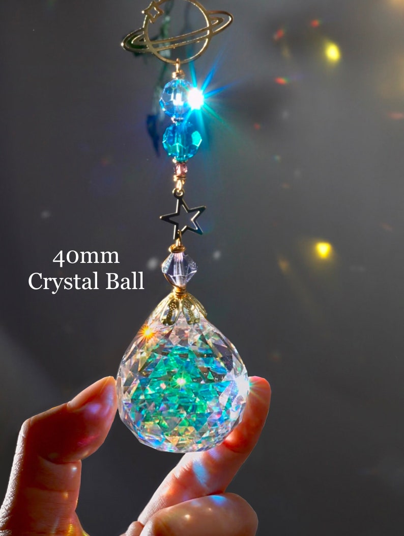 Solar System Crystal Ball Suncatcher for Window Hanging Decor, Sun Moon ...