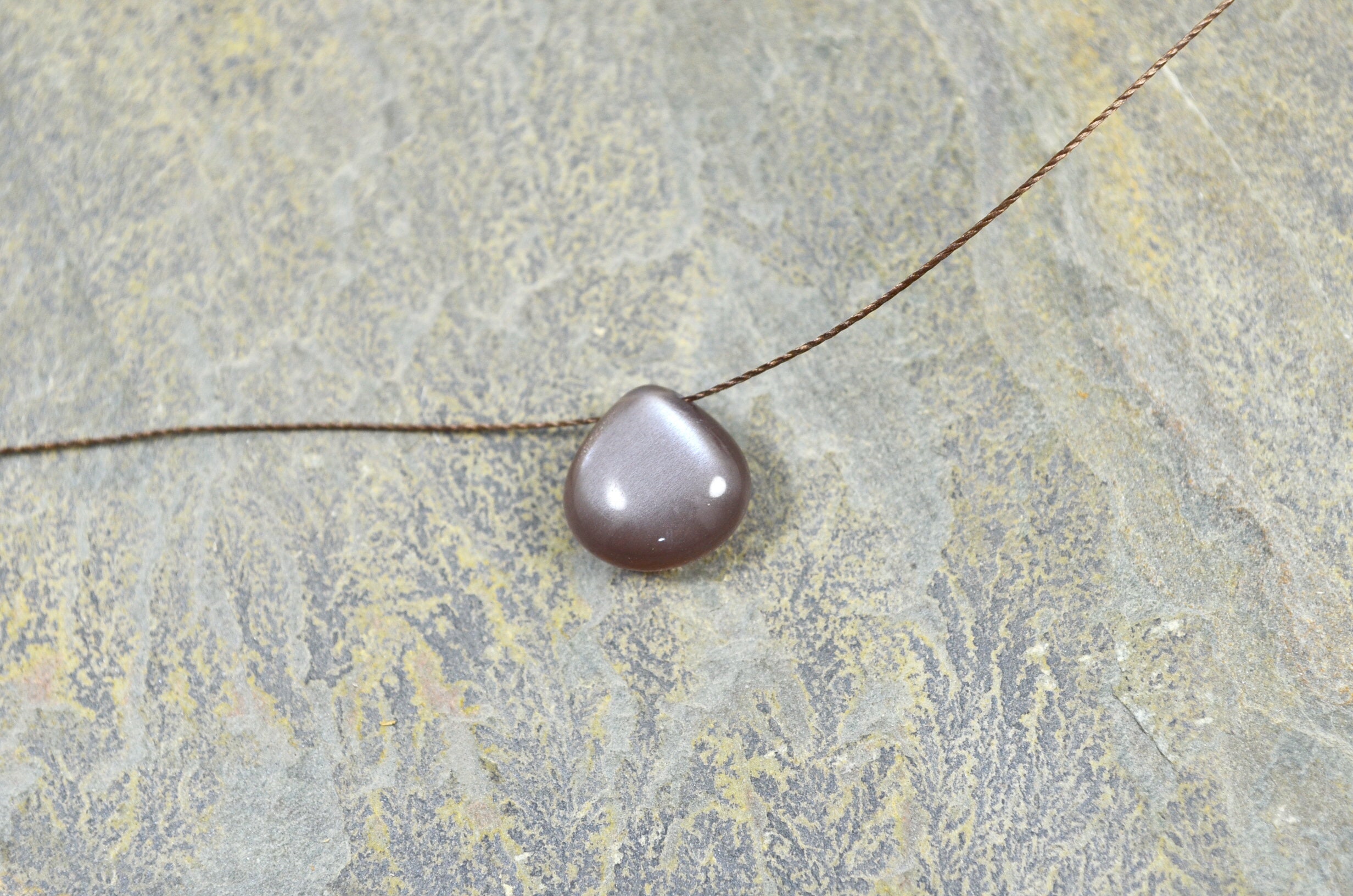 Floating Chocolate Moonstone Necklace, Silkon Thread Barely There ...