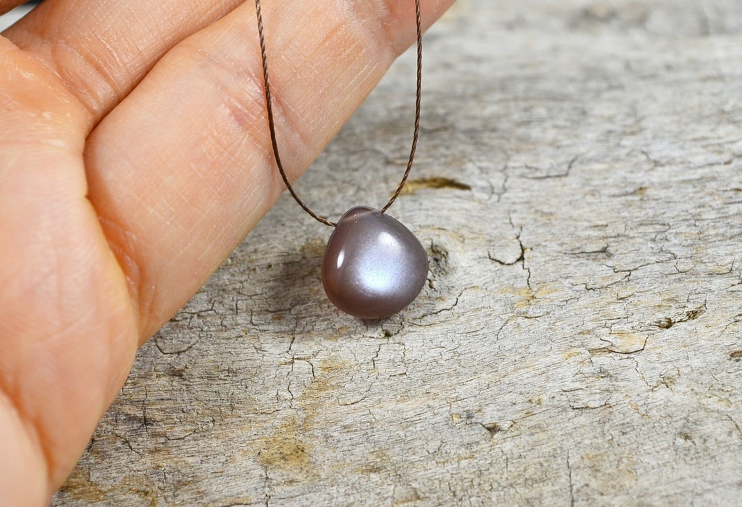 Floating Chocolate Moonstone Necklace, Silkon Thread Barely There ...