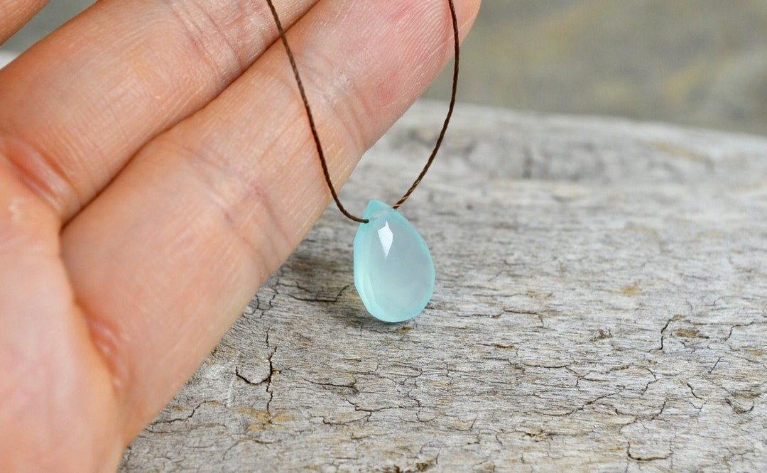 Floating Aqua Chalcedony Necklace, Silkon Thread Barely There Seafoam ...