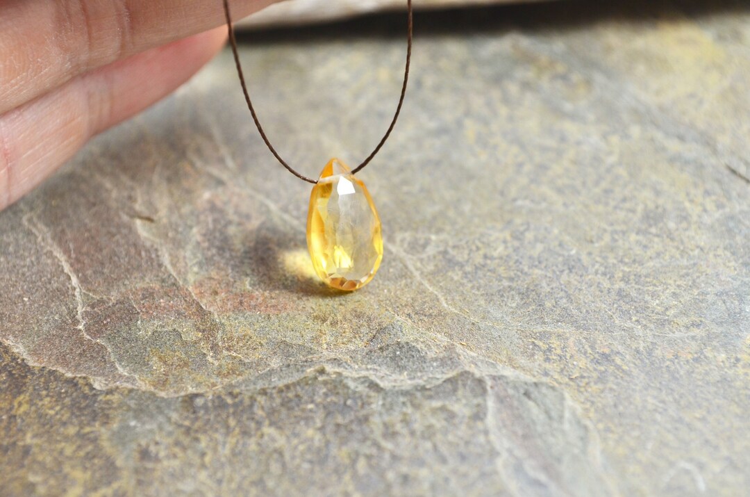 Floating Citrine Necklace, Silkon Thread November Birthstone Barely ...