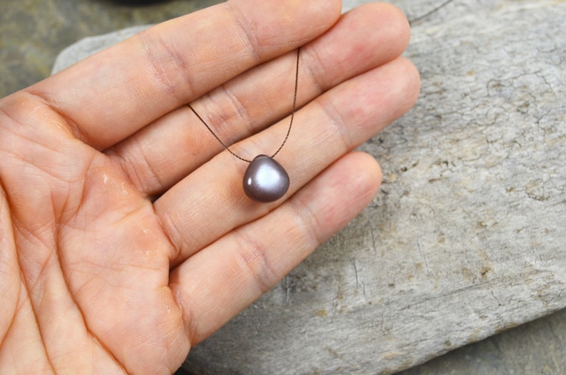 Floating Chocolate Moonstone Necklace, Silkon Thread Barely There ...