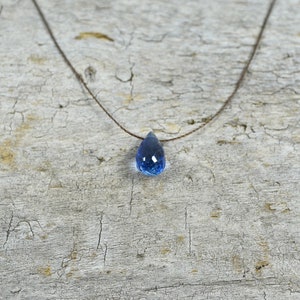 Floating Kyanite Necklace, Silkon Thread Barely There Dainty Sapphire ...