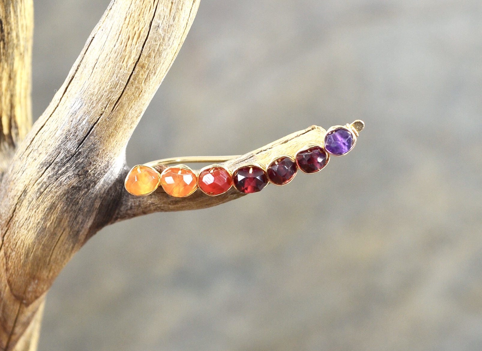 Sunset Inspired Ombre Carnelian Garnet Amethyst Ear Climbers, 14k Gold ...