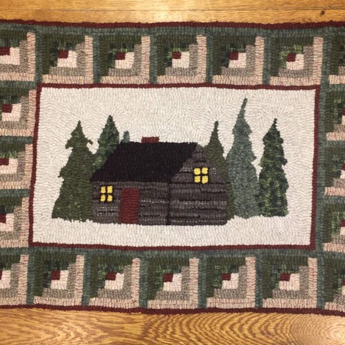 Cozy Cabin Rug Hooking Pattern on Linen - Etsy