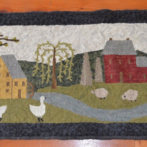 Rug Hooking Pattern Cottage Garden Primitive Hooked Rug - Etsy