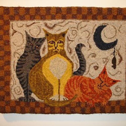 Rug Hooking PATTERN Folk Art Primitive Wool Hooked Rug | Etsy