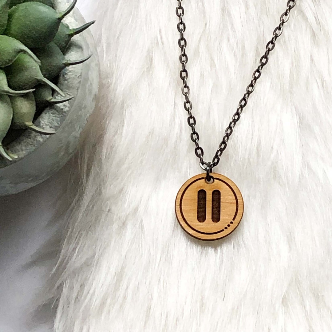 Pause Necklace Anti-anxiety Necklace, Small Wood Pendant Necklace, Zen ...