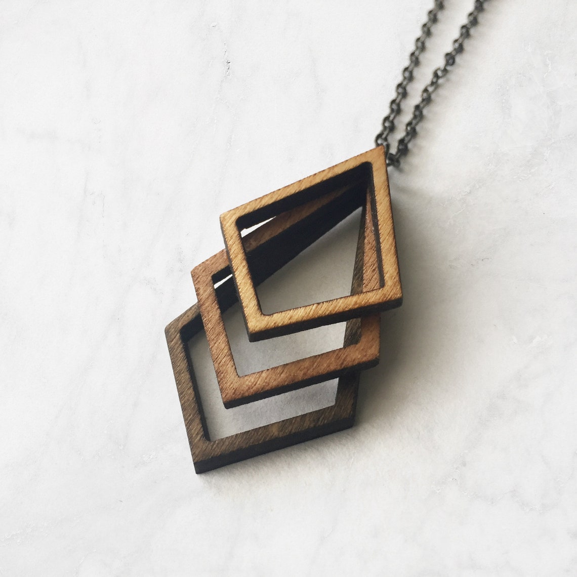 Wood Jewelry Ombre Wood Necklace Laser Cut Jewelry Gift - Etsy