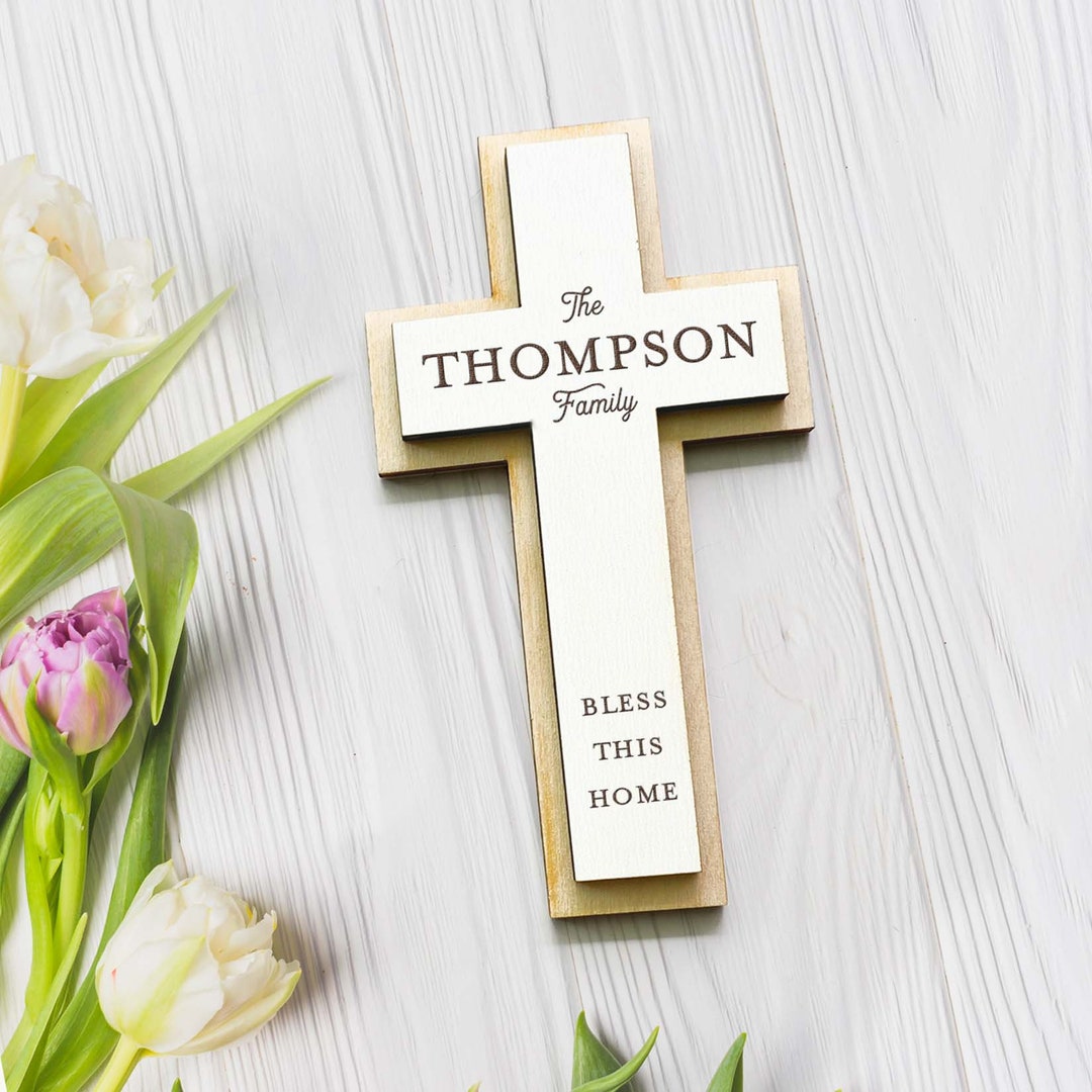 Personalized Family Cross Family Name Cross, First Home Gift, House ...