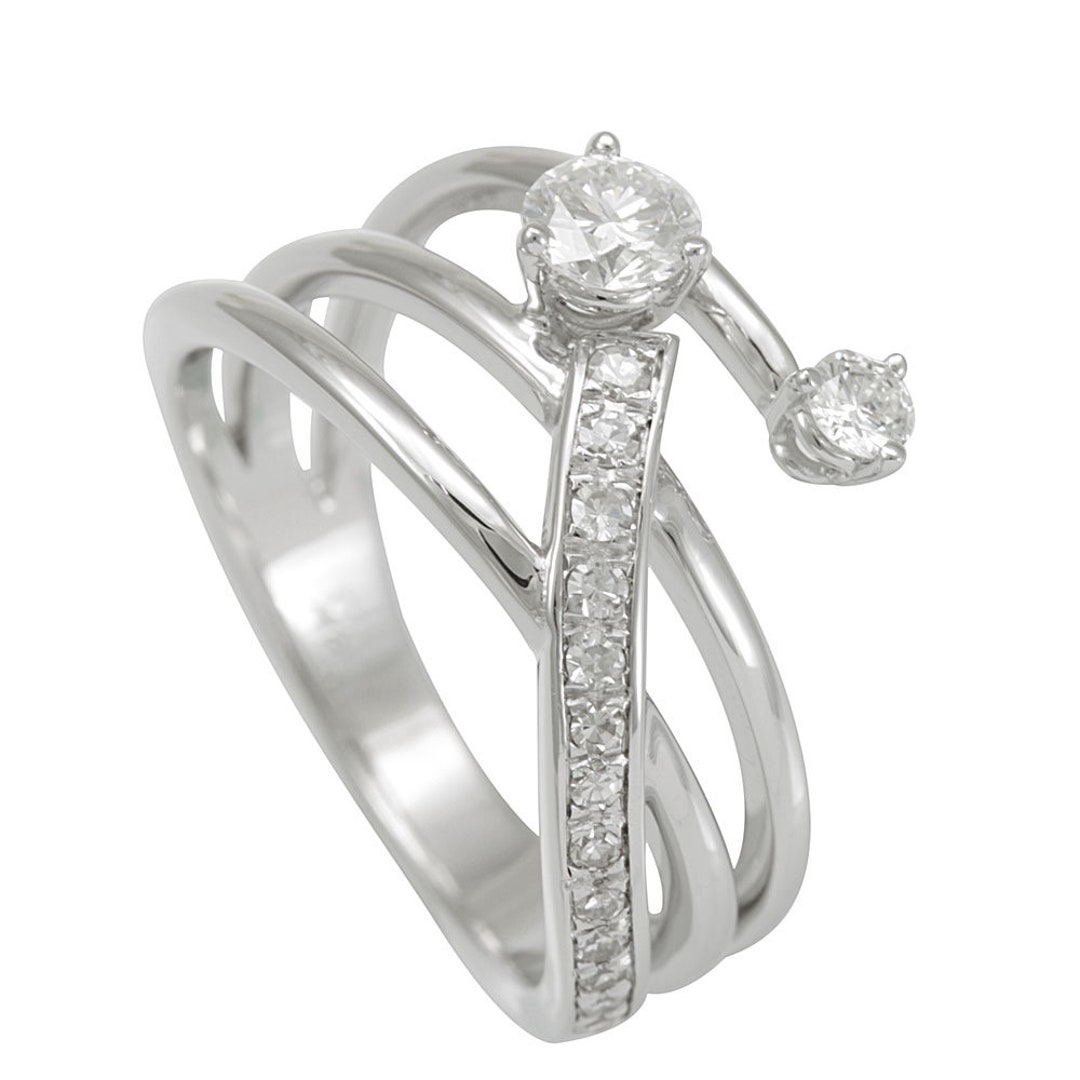 Overlapping Diamond Ring in 14K White Gold, Spiral Diamond Rings ...