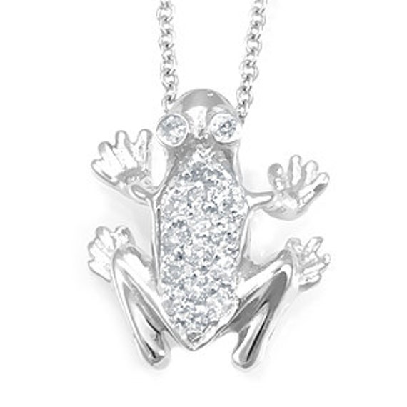 Diamond Frog Pendant 14k White Gold Frog Pendant Ladies | Etsy