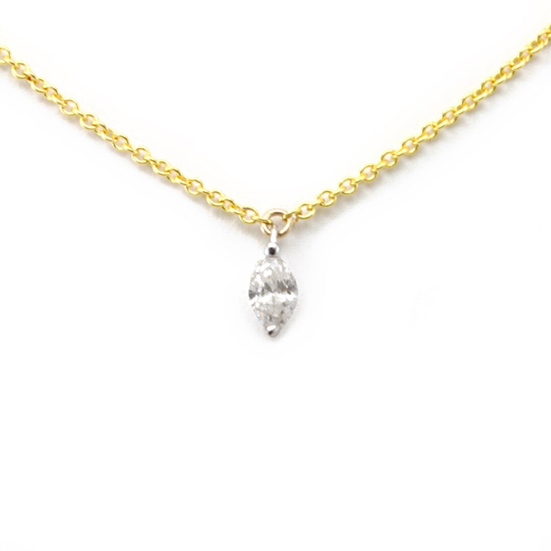 Drop Down Marquise Diamond Necklace in 14k Yellow Gold, Marquise ...