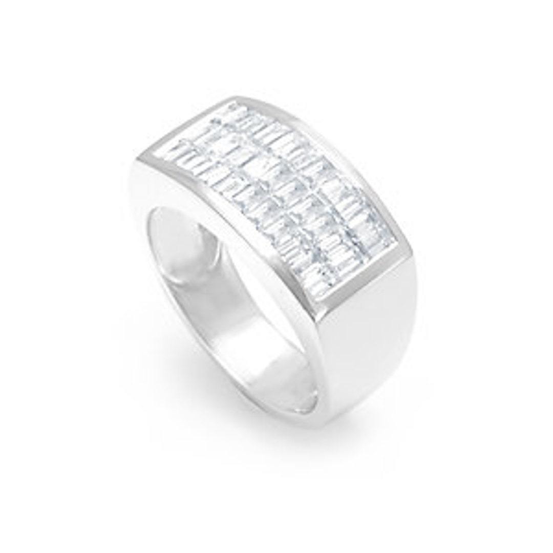 Baguette Diamonds Men's Ring /band, White Gold Men's Ring, Men's ...