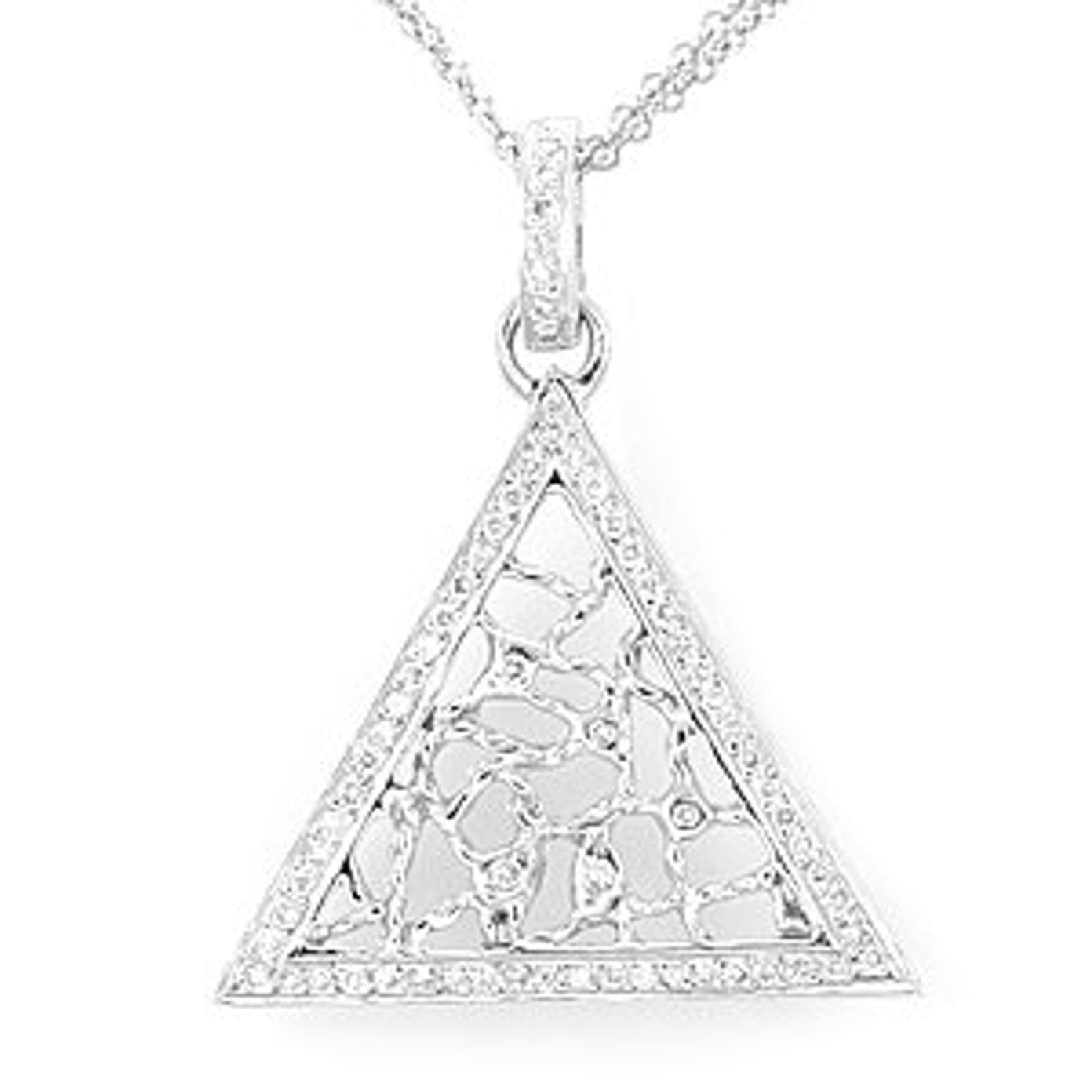 Pyramid Design Diamond Pendant 14K White Gold Ladies Pendant - Etsy