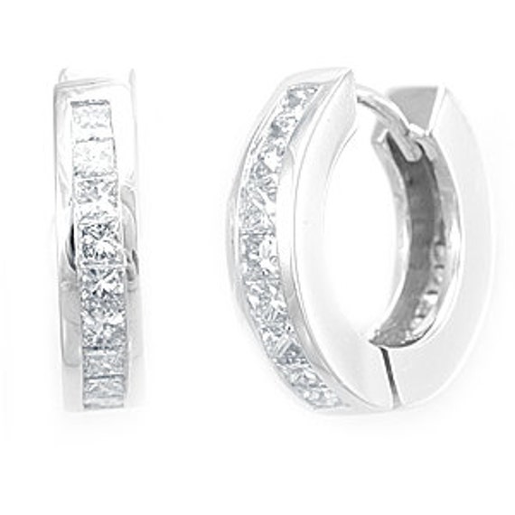Princess Cut Diamond Hoop Earrings