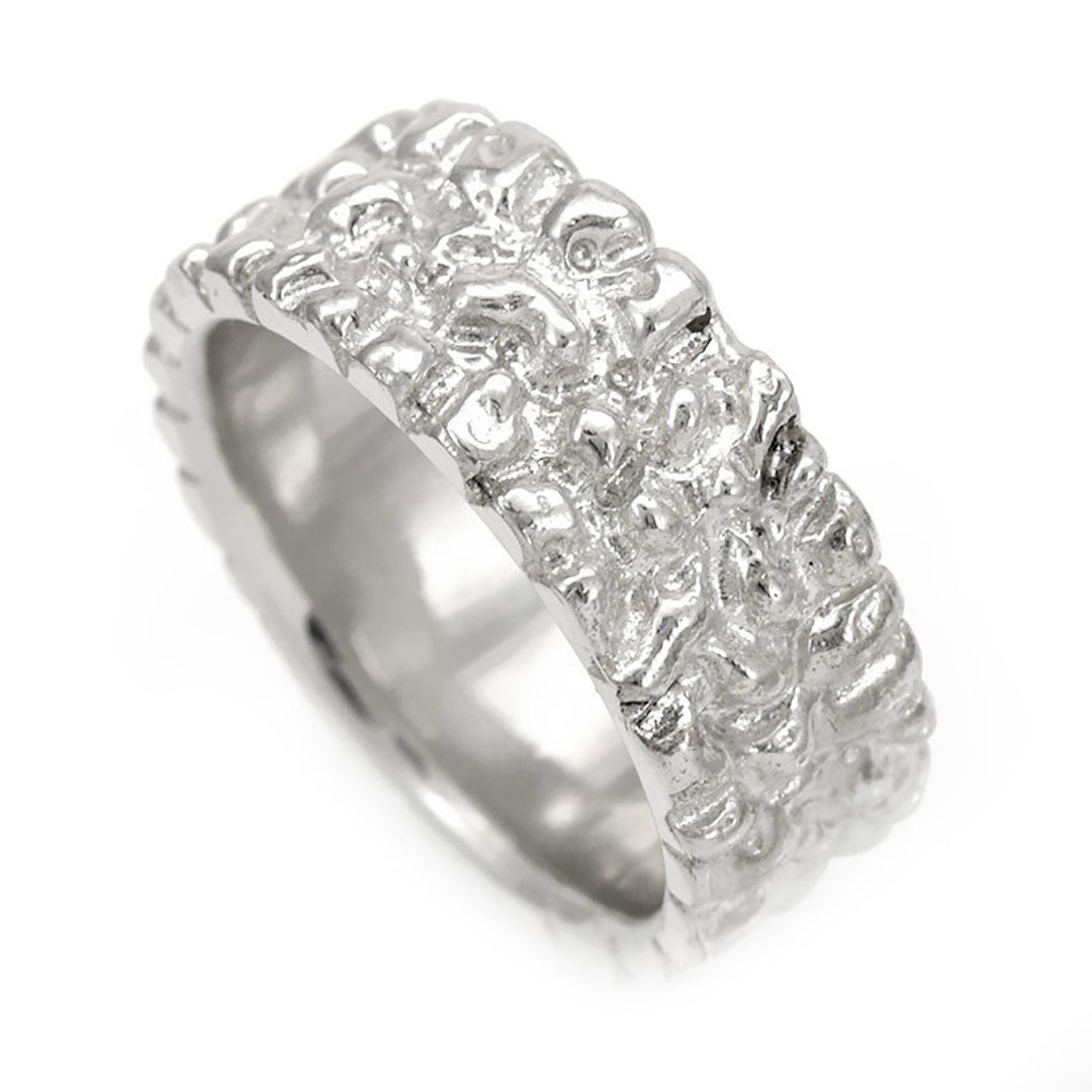 Sterling Silver Nugget Ring, Unisex Nugget Ring , Silver Ring, Wide ...