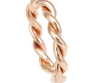 14K Gold Stackable Rope Ring - Etsy