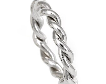 14K Gold Stackable Rope Ring - Etsy