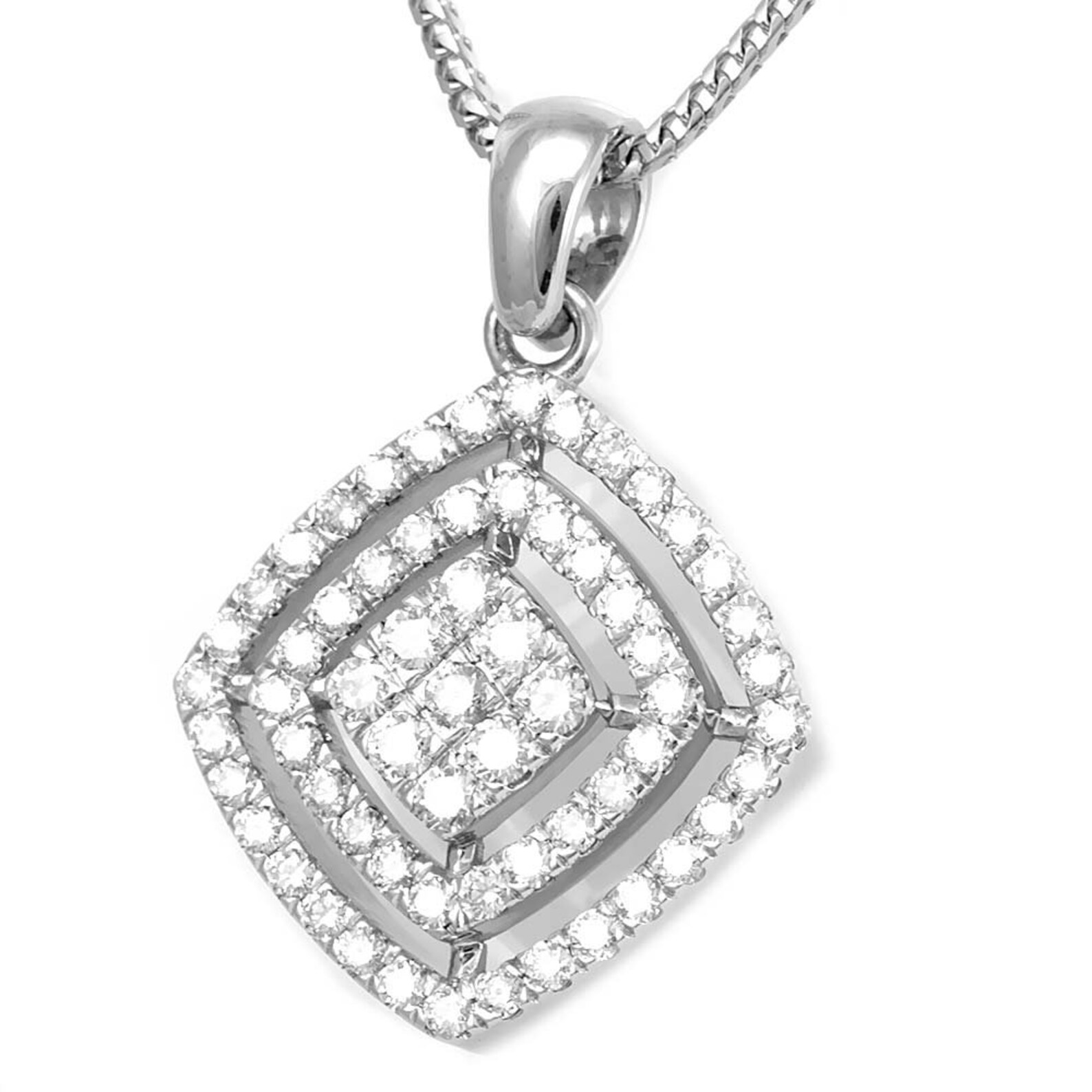 Sideway Square Diamond Pendant , 14K White Gold Diamond Pendant - Etsy