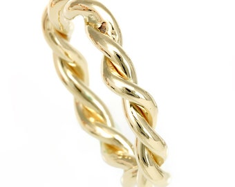 14K Gold Stackable Rope Ring - Etsy