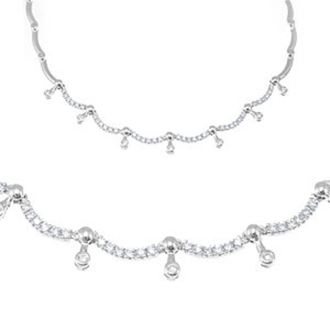 Diamond Drop Down Necklace, 14K White Gold Ladies Necklaces, Ladies ...