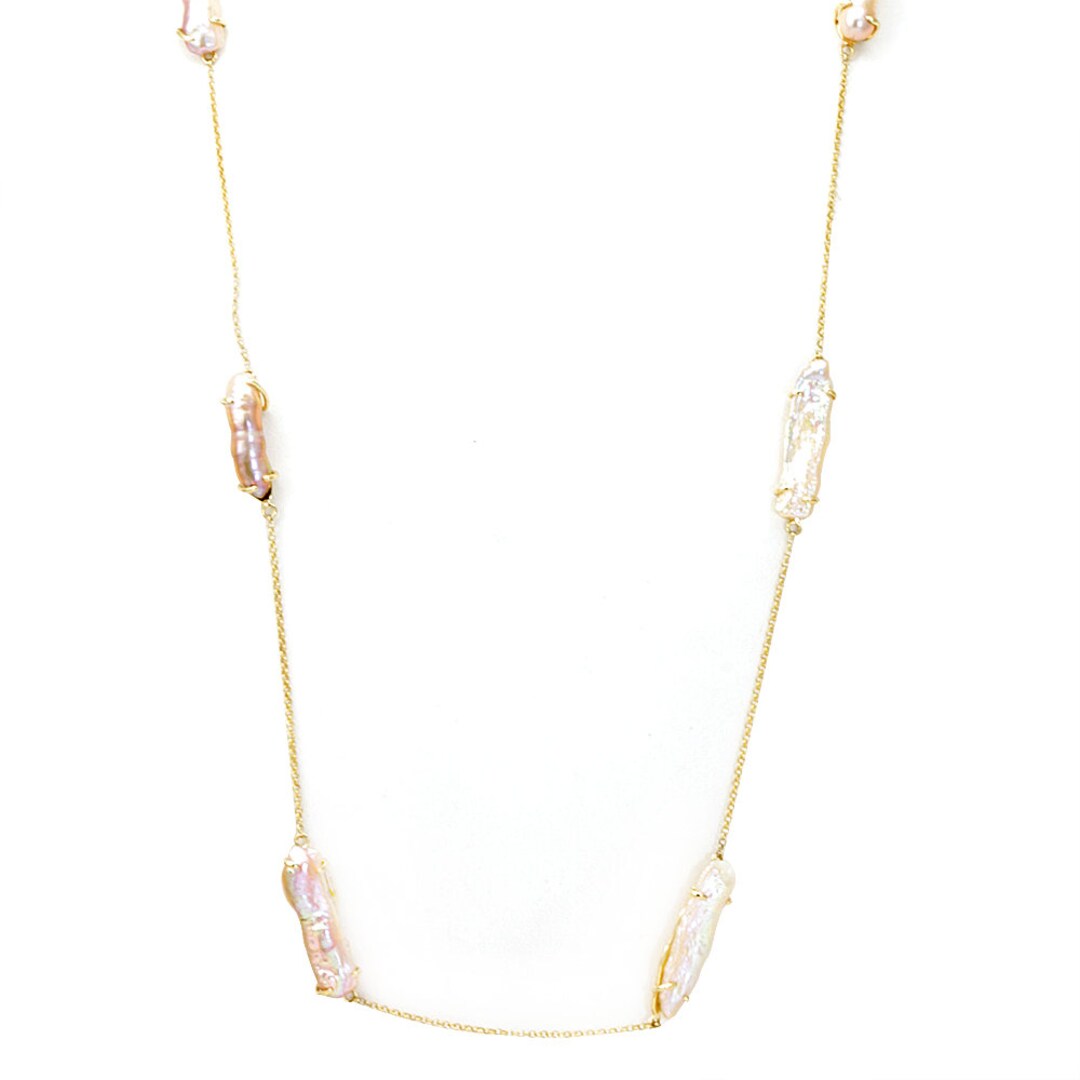 Odd Shape Baroque Pearl by the Yard Necklace With 14K Yellow Gold ...