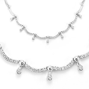 Diamond Drop Down Necklace, 14K White Gold Ladies Necklaces, Ladies ...