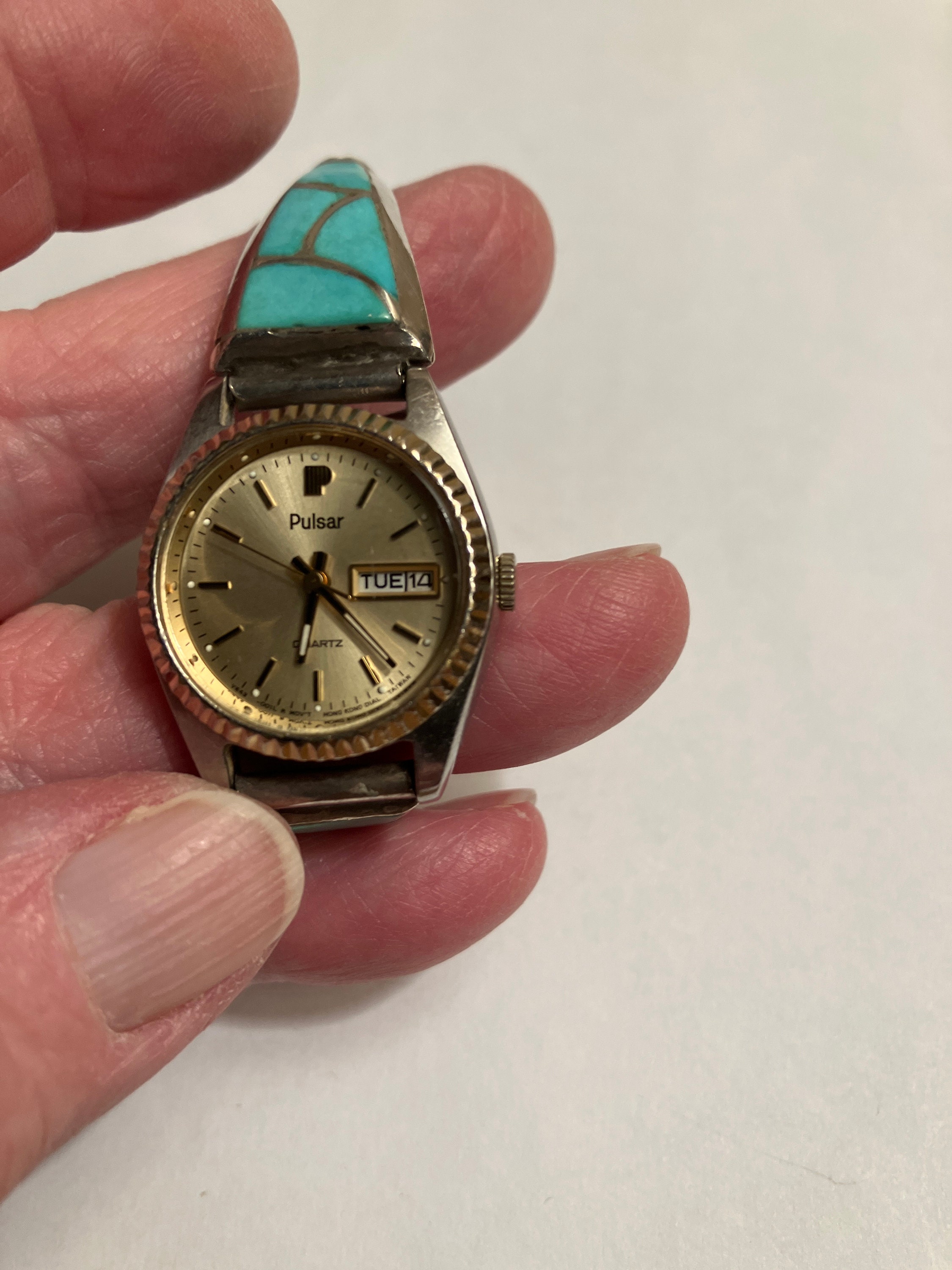 Vintage Pulsar Watch With Silver Turquoise Watch Tips - Etsy