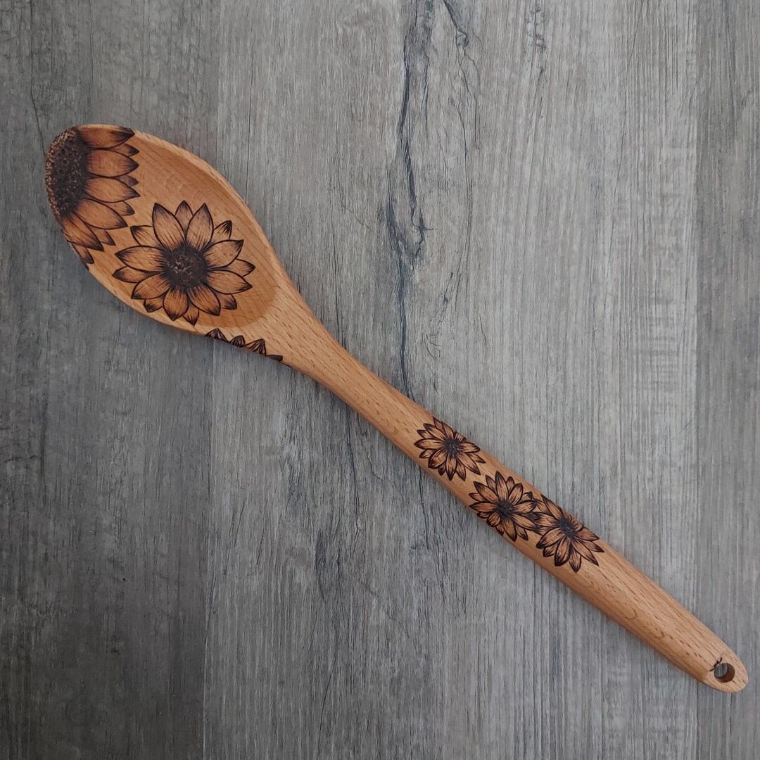 Pyrography Spoon Hand Burned Wooden Spoon, Woodburned Spoon, Handmade ...