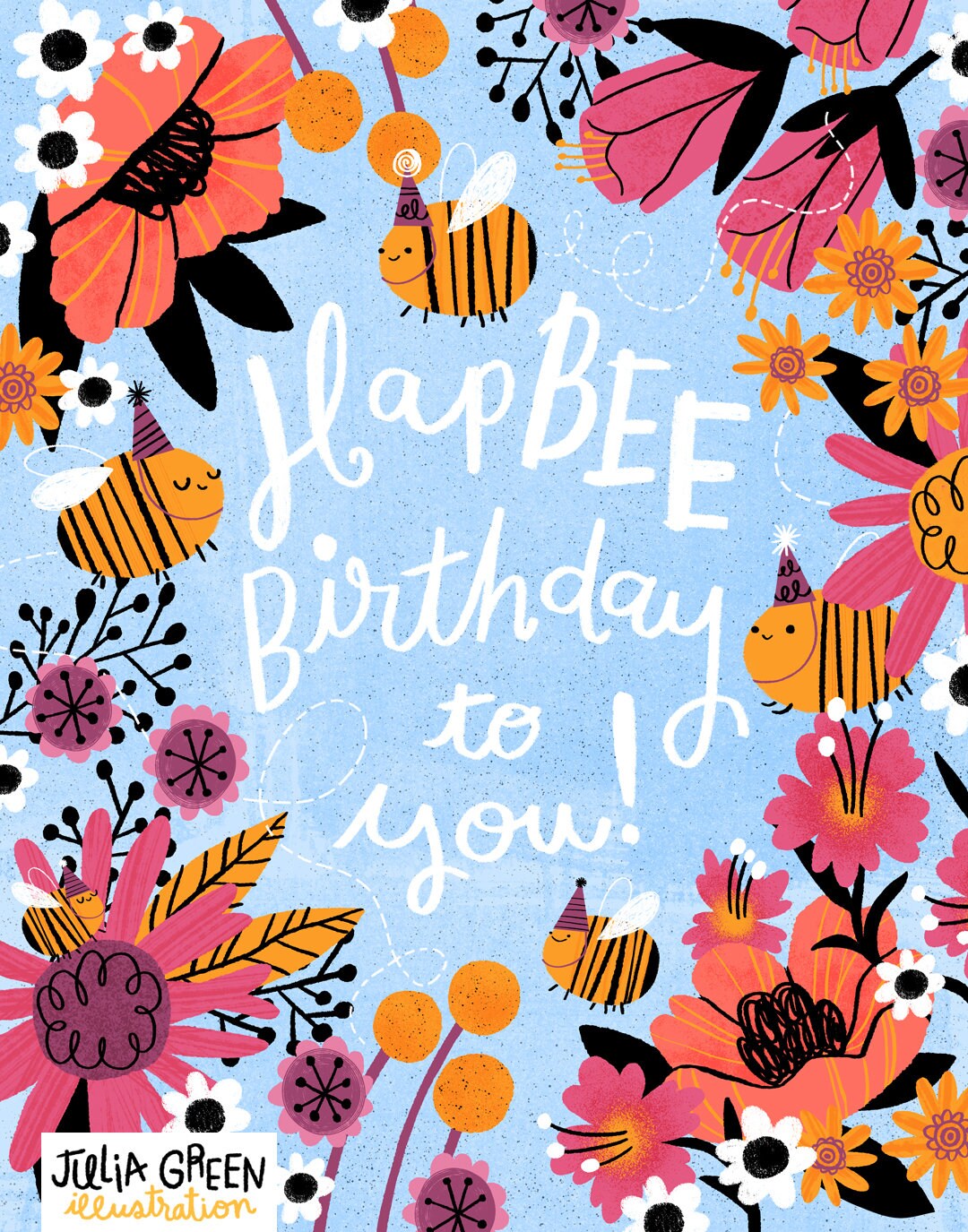 Birthday Card Hapbee Birthday Bees Birthday Cake - Etsy UK