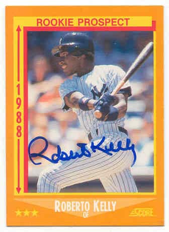 NY Yankees Roberto Kelly Signed Autographed Baseball Cards 2 - Etsy
