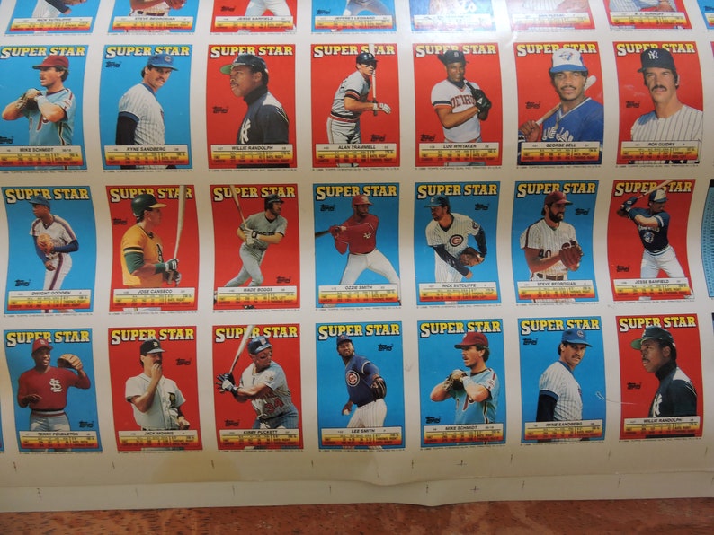 1988 Topps Baseball Card Uncut Sheets 2 Super Star Cards & Stickers ...