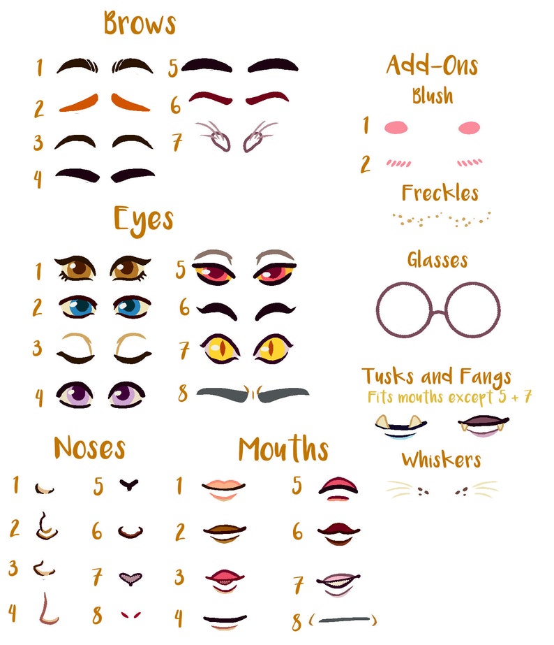 Mix and Match Face Embroidery Files - Etsy