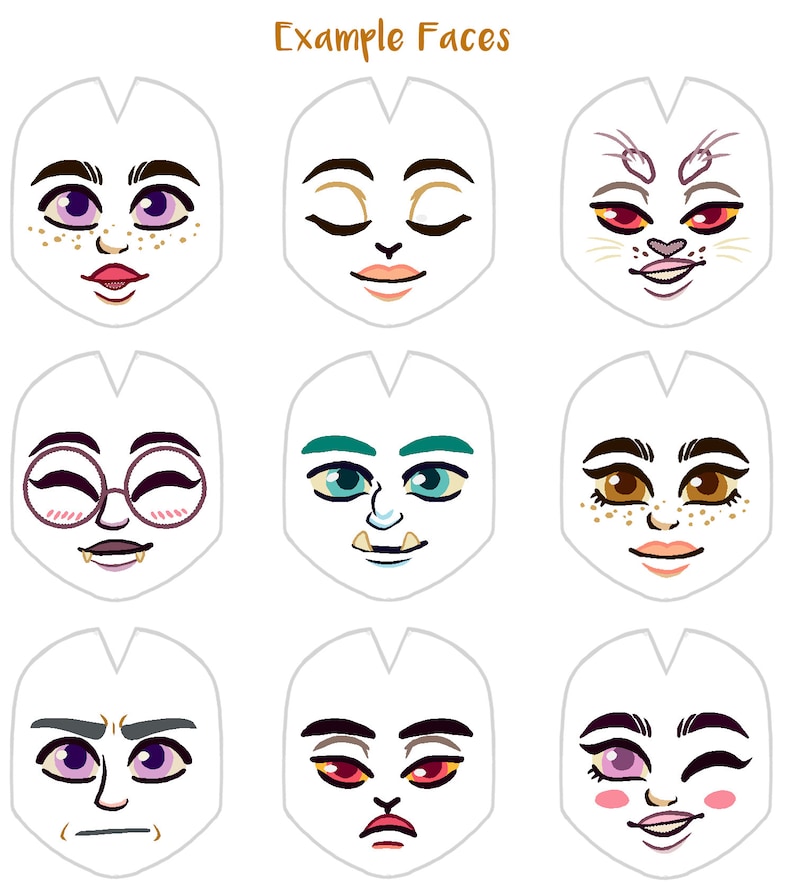 Mix and Match Face Embroidery Files - Etsy