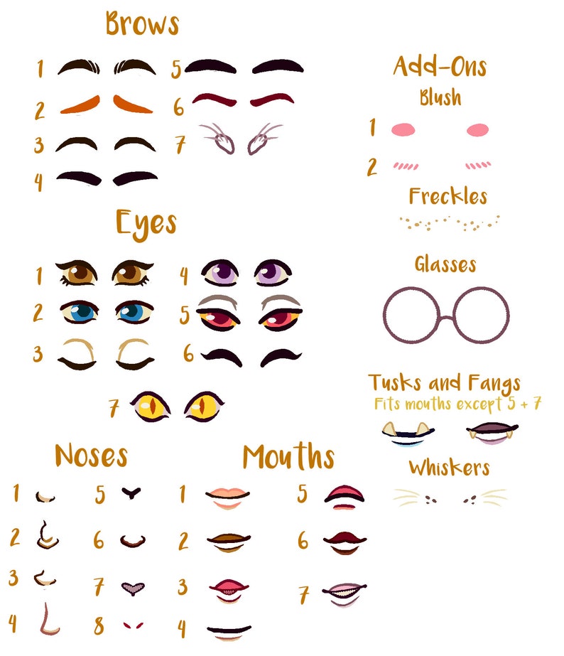 Mix and Match Face Embroidery Files | Etsy