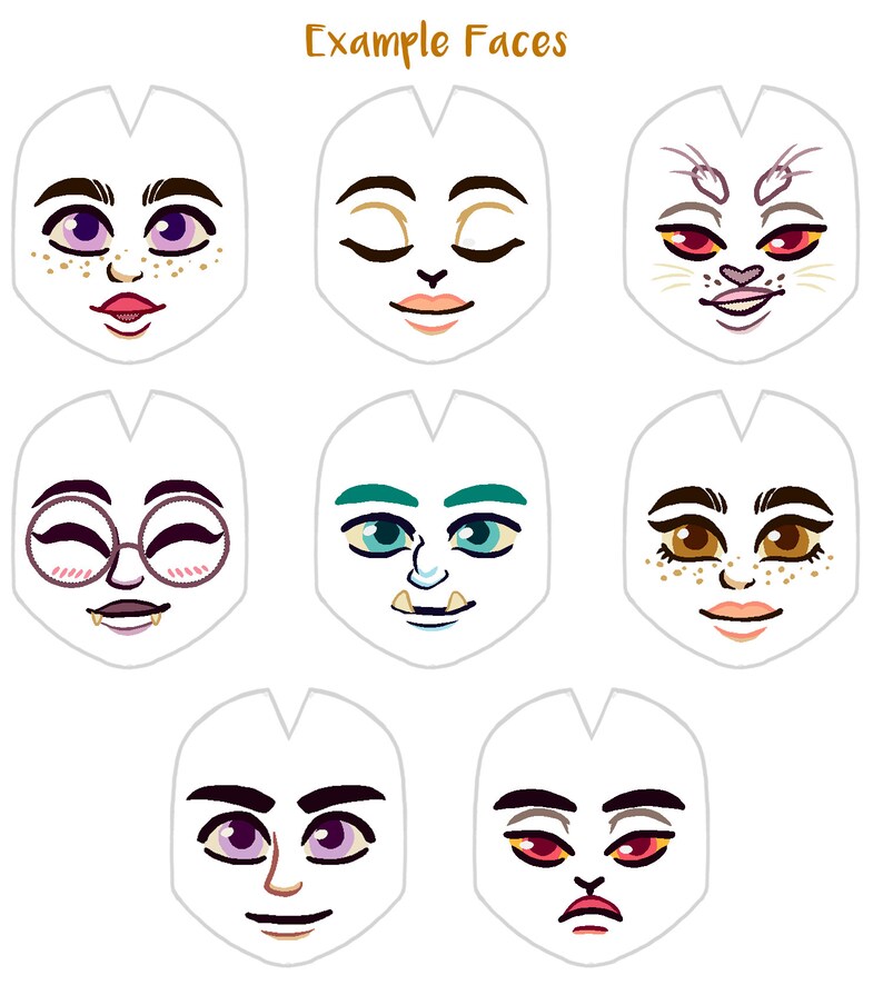 Mix and Match Face Embroidery Files | Etsy