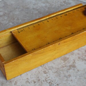 Vintage Wooden Pencil Box With Apple Ruler Lid - Collectible - Etsy