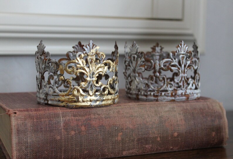 Metal Lace Filigree Crown With Gold Leaf off White Rustic - Etsy