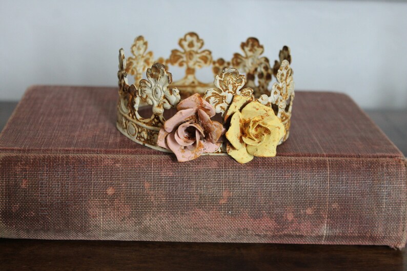 Handmade Metal Rusted Crown off White Patina With Blush - Etsy