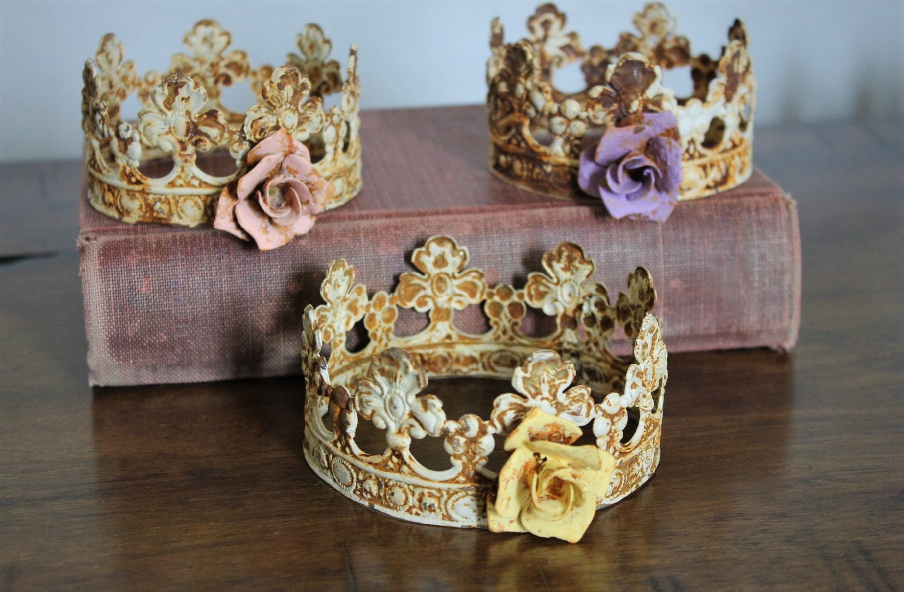 Handmade Metal Rusted Crown off White Patina With Blush - Etsy