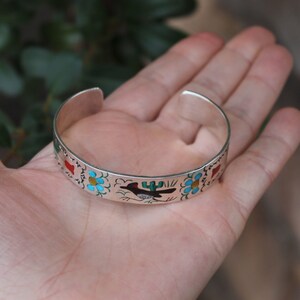 Authentic Native American Road Runner Silver Cuff Bracelet Signed by ...