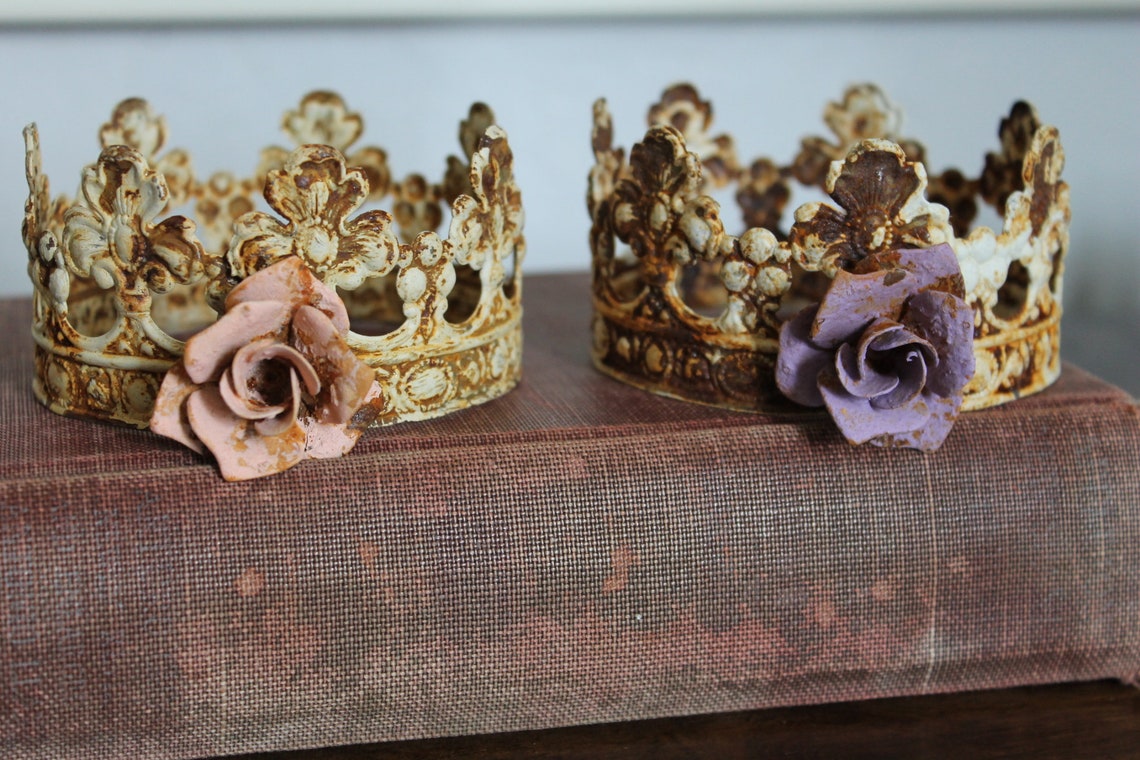 Handmade Metal Rusted Crown off White Patina With Blush - Etsy