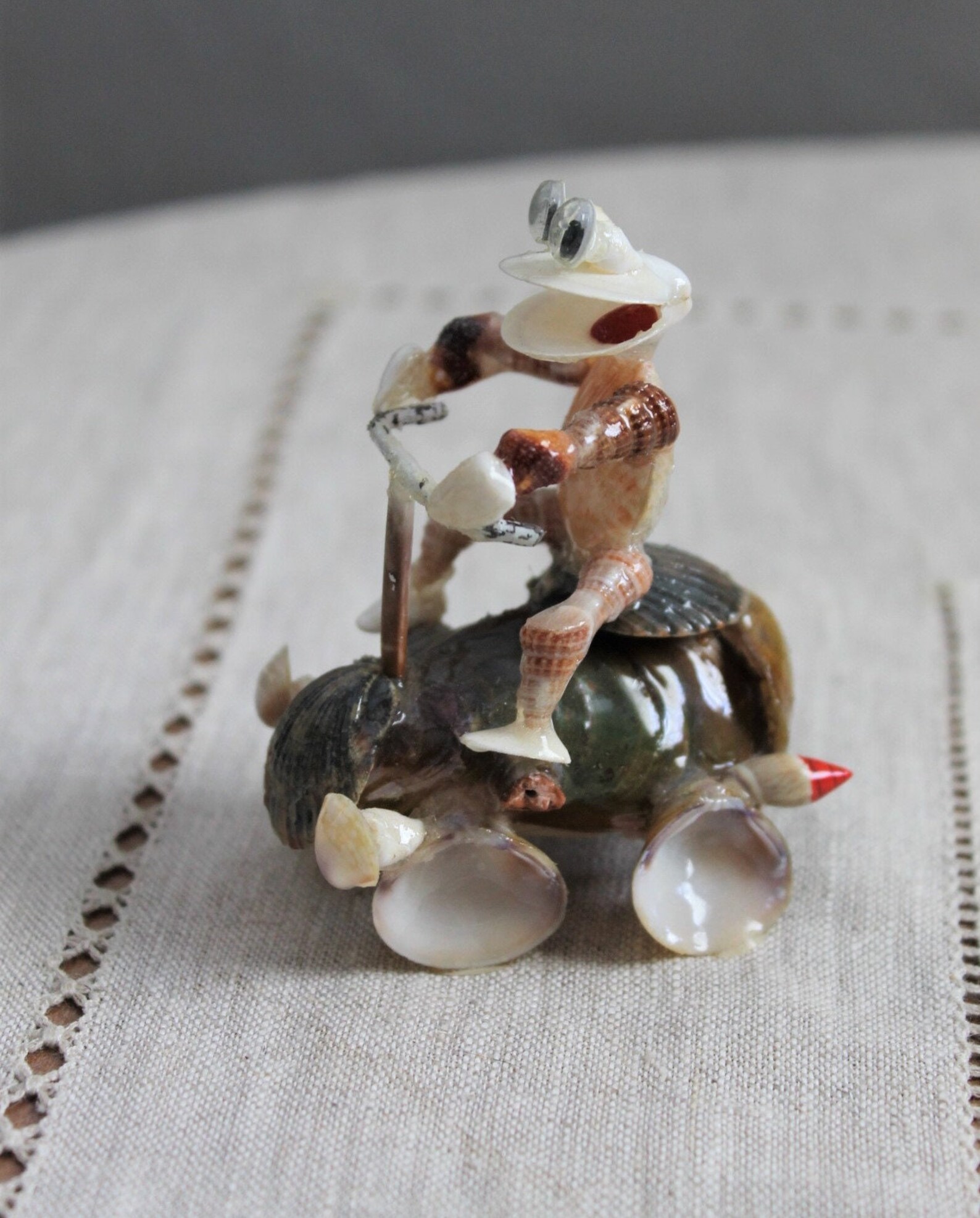 Seashell Art Frogs Riding Bikes Handmade Seashell Craft - Etsy