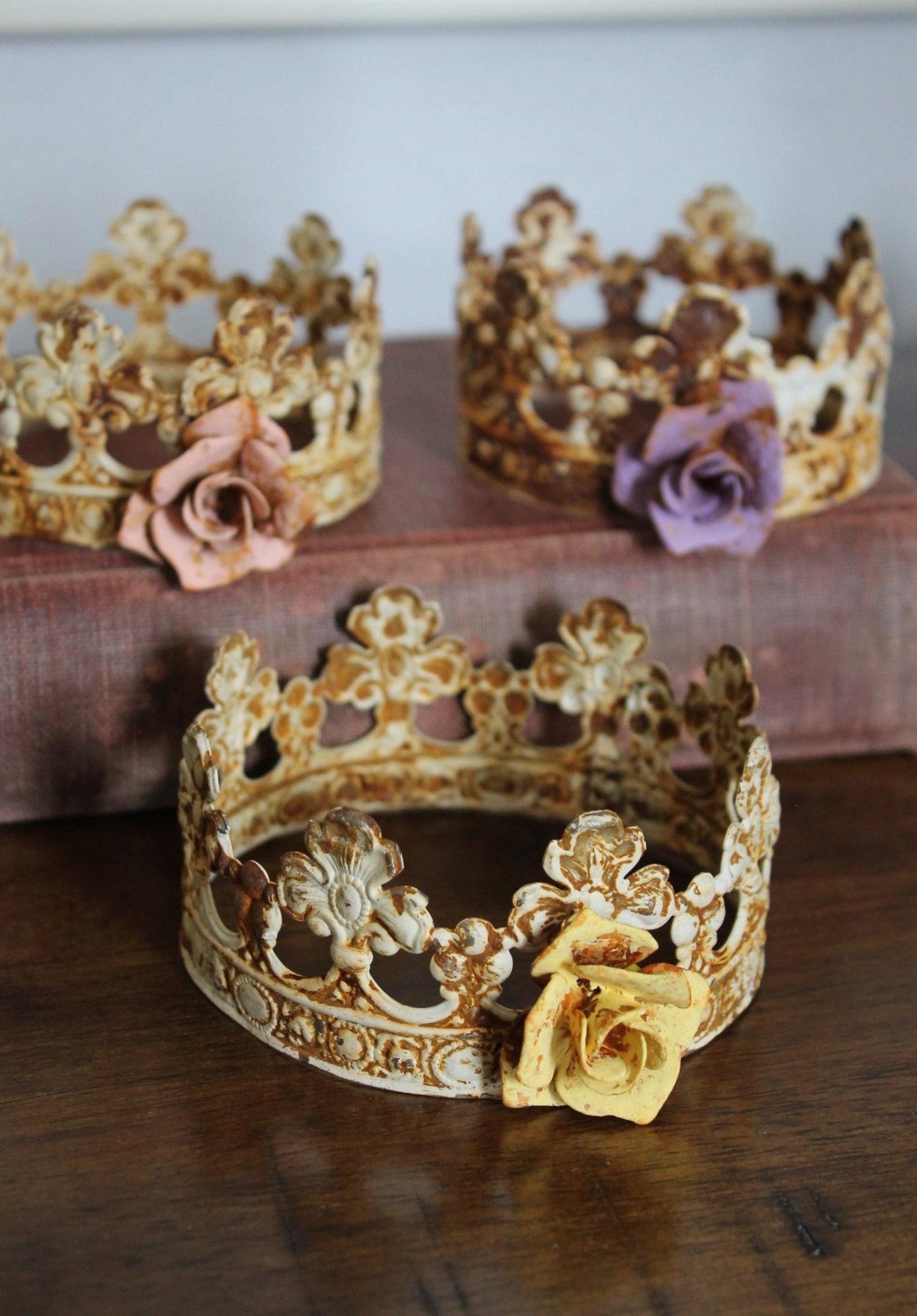 Handmade Metal Rusted Crown off White Patina With Blush - Etsy
