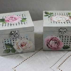 Handmade Vintage Victorian Style Wooden Storage Box With Pink White ...