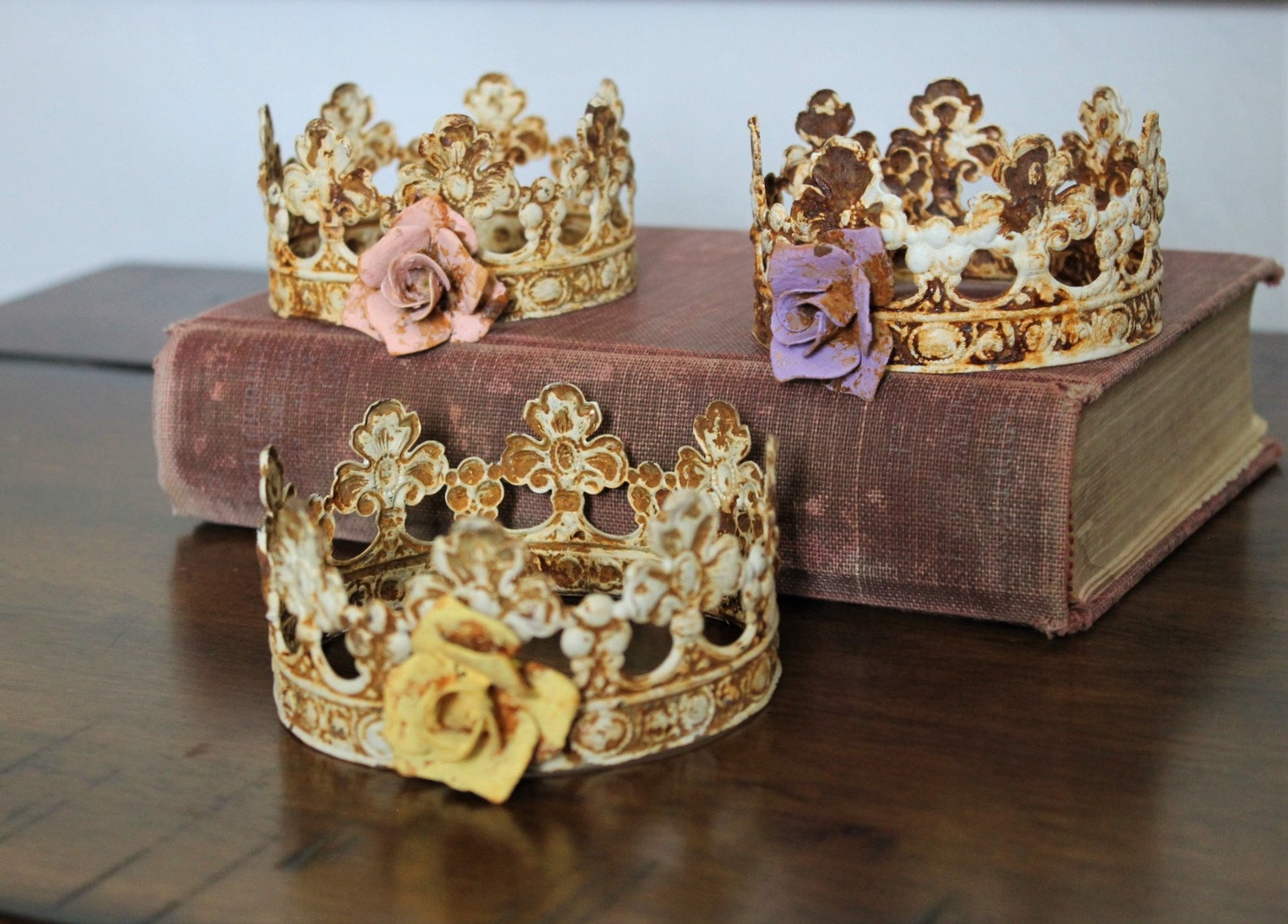 Handmade Metal Rusted Crown off White Patina With Blush - Etsy