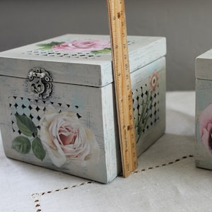 Handmade Vintage Victorian Style Wooden Storage Box With Pink White ...
